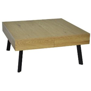 Garvee MDF Two-Drawer Extendable Coffee Table, Large Leaf Walnut Wood ...