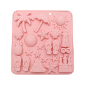 Unique Bargains 22-Cavity Beach Vacation Candy Mould Pink 6.89"x6.54"x0 ...