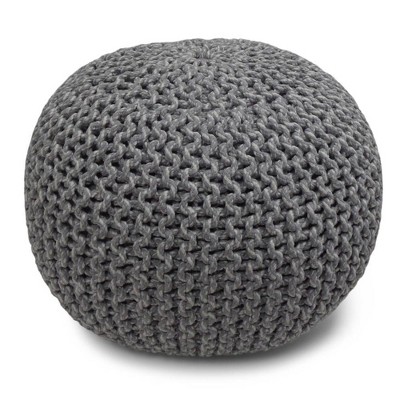 Rigby Contemporary Round Hand Knit Pouf Gray - Wyndenhall : Target