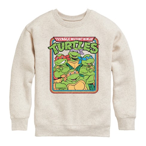 Boys' Teenage Mutant Ninja Turtles Retro Group Graphic Long Sleeve Fleece Sweatshirt - Natural ...