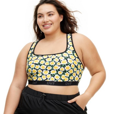 Women's Racerback Yellow Poppy Sports Bra - Dvf For Target 2x : Target