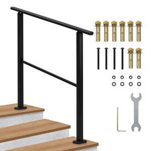 Garvee 2 Pack Handrails for Outdoor Steps, Wrought Iron Stair Railing ...