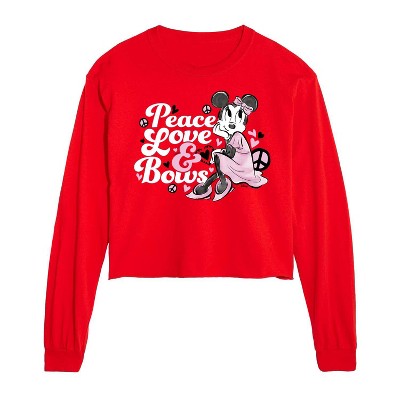 - Disney - Peace Love And Bows Cropped Long Sleeve T-shirt : Target