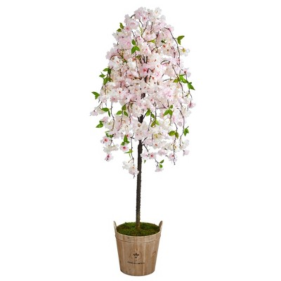 Nearly Natural 6’ Cherry Blossom Artificial Tree : Target