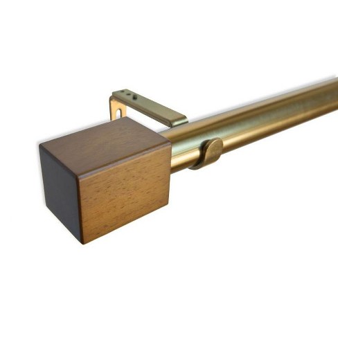 Linen Avenue Wood Rectangle Single Window Curtain Rod Set, 66 To 120 ...