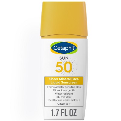 Cetaphil Sheer Mineral Liquid Face Sunscreen Spf 50 - 1.7 Fl Oz : Target