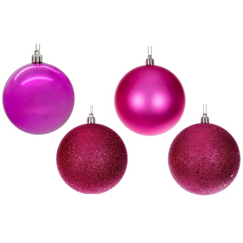 Vickerman 4" Hot Pink 4-finish Ball Ornament, 12 Per Box. : Target