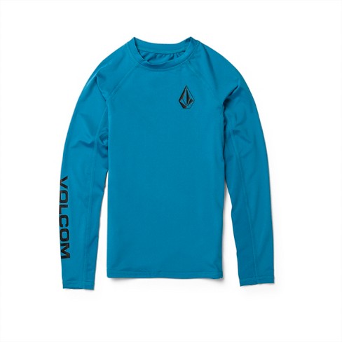 Volcom Boys Lido Long Sleeve Upf 50+ Rashguard Swim Shirt, Tidal Blue ...
