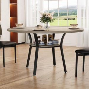Round Dining Table for 4-6, 47 Inch Kitchen Table with Storage, Wooden ...