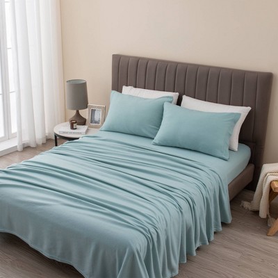 Queen Solid Fleece Sheet Set Blue - Isla Jade : Target