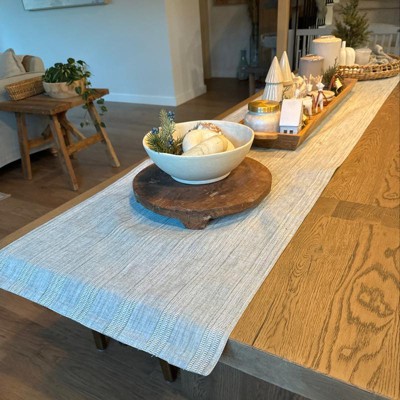 20 x90 Chambray Stripe Woven Table Runner Green Hearth Hand With Magnolia Target