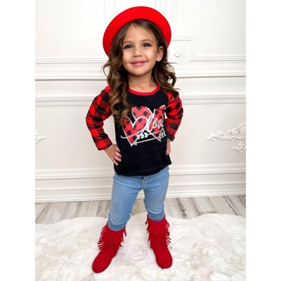 Girls Cupid's Love Plaid Raglan Top - Mia Belle Girls, 3t : Target