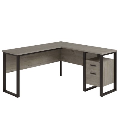 Sauder Rock Glen L Shape Desk Mystic Oak: Home Office Workstation With ...