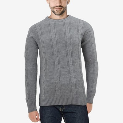 X Ray Men's Cable Knit Crewneck Pullover Sweater In Heather Grey Size ...