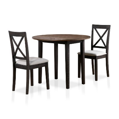 Glenwillow Home 3-pc - 42" Round Double Drop-leaf Dining Table + Spindle Back Dining Chairs ...