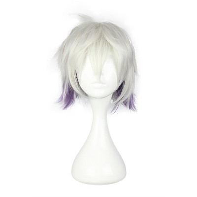 Unique Bargains Curly Wig Wigs For Women 14" White Purple With Wig Cap ...