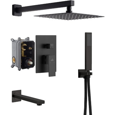 Casainc 10" Inch Wall Mounted Square Shower System Set With Handheld ...