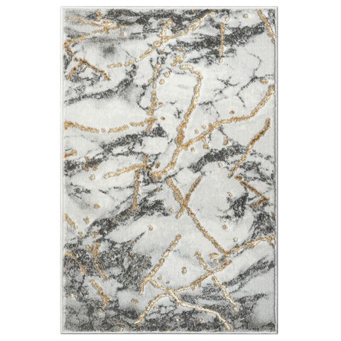 Luxe Weavers Ivory Gold 2x3 Marble Abstract Area Rug : Target