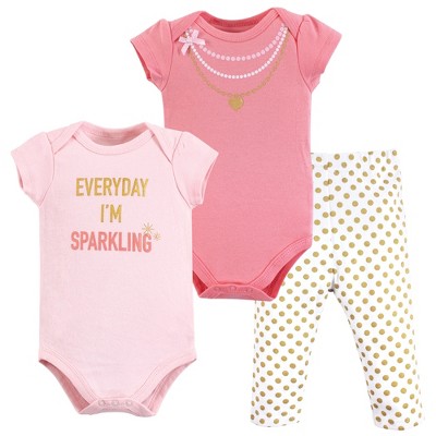Little Treasure Baby Girl Cotton Bodysuit And Pant Set, Sparkling, 18 ...