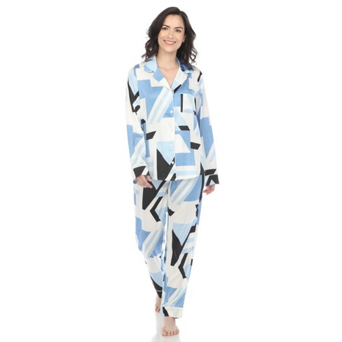 Women's Printed Satin Pajama Set -white Mark : Target