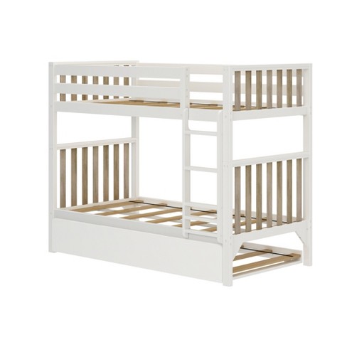 Max & Lily Scandinavian Twin Over Twin Bunk Bed With Twin-size Trundle, White/blonde : Target