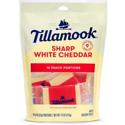 Tillamook Sharp White Cheddar Cheese Snacks - 7.5oz/10ct : Target