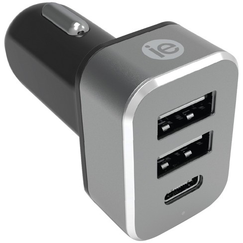 Iessentials® 4.1-amp Car Charger, 2 Usb-a And 1 Usb-c® In Black : Target