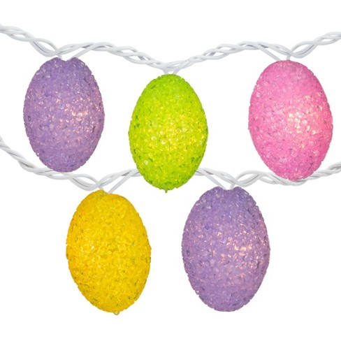 Northlight 10ct Pastel Easter Eggs String Light Set, 7.25ft White Wire ...