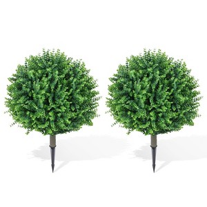 Garvee 2 Pack Artificial Boxwood Topiary Ball Trees with Stake, UV ...