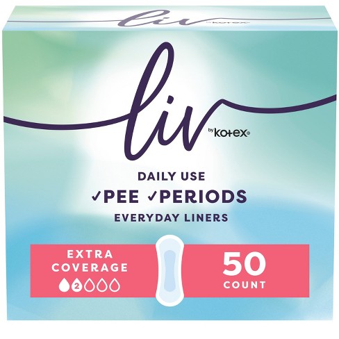 Liv By Kotex Period & Pee Daily Panty Liners - Regular Length - 50ct ...