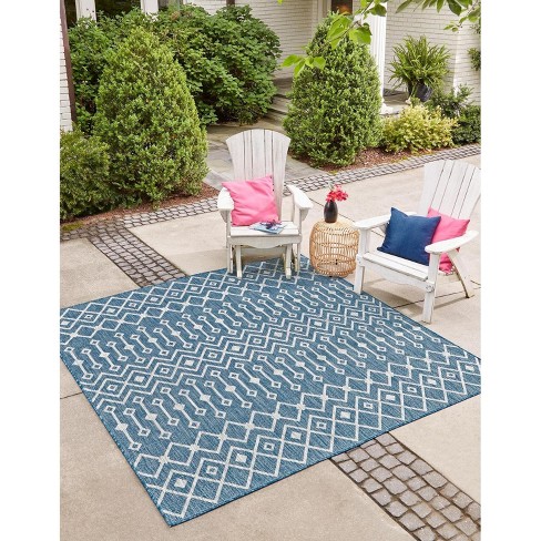 Unique Loom 10' 0 X 10' 0 Square Indoor/outdoor Trellis Blue Area Rug ...