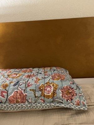 Standard Earthy Vines Quilt Sham Light Teal Blue/mustard Yellow/light ...