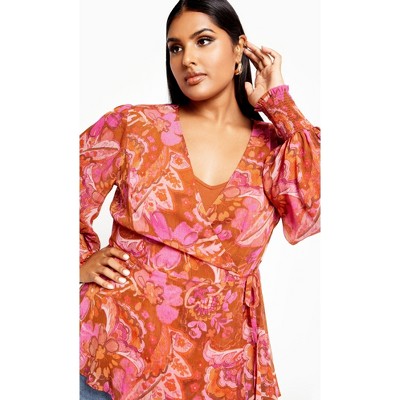 City Chic | Women's Plus Size Alexis Print Top - Sienna - 24w : Target