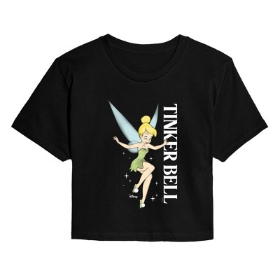 Women's - Tinker Bell - Vertical Name Sketch Cropped Graphic T-Shirt ...