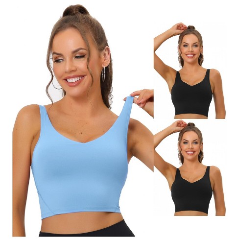 Allegra K Women's Workout Fitness Longline Wireless Padded Sports Bras ...