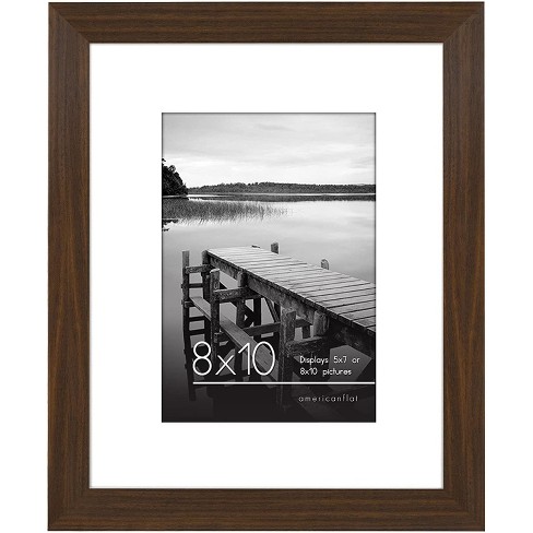Americanflat 8x10 Picture Frame In Walnut - Displays 5x7 With Mat And ...
