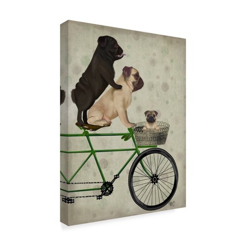 Trademark Fine Art -fab Funky 'pugs On Bicycle' Canvas Art : Target