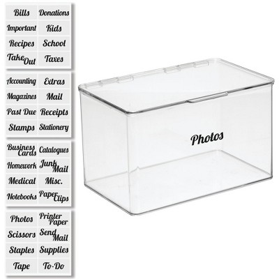 mDesign Plastic Stackable Home, Office Storage Box + 32 Labels : Target