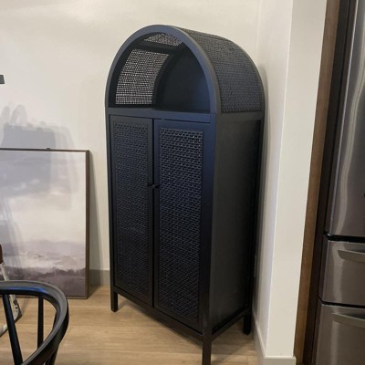 Woven Arched Wood Cabinet Black - Threshold™ : Target
