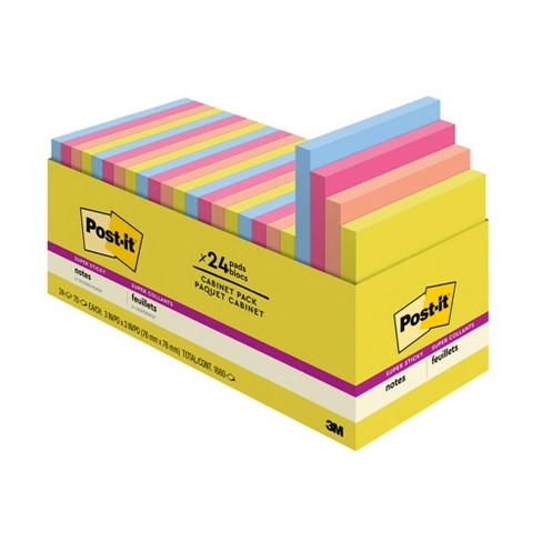 Post-it® Super Sticky Notes - Summer Joy Collection - 3" X 3" Plain, 24 ...