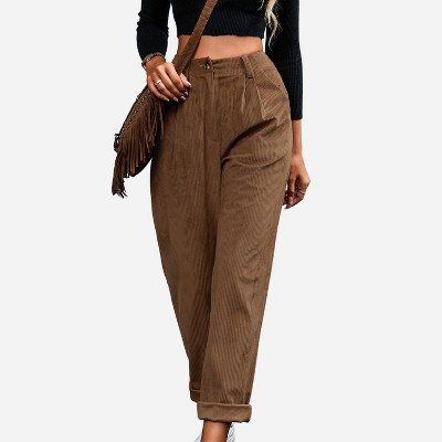 Women's High Rise Tapered Pants - Cupshe -Neutral : Target