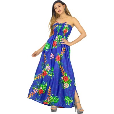 Women's Backless Striped Maxi Dress Blue Small/medium - White Mark : Target