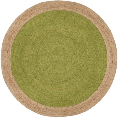 Natural Fiber Nf801 Hand Woven Area Rug - Green/natural - 8' Round ...