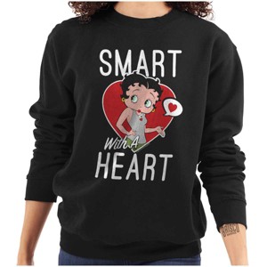 Betty Boop Smart with a Heart Cartoon Women Crewneck Sweatshirt ...