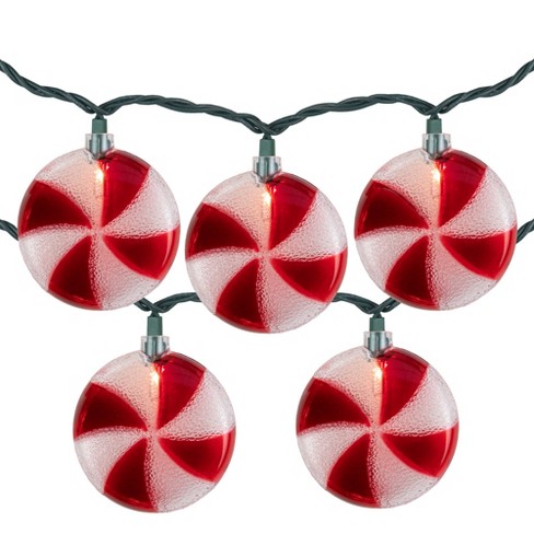 Northlight 10 Count Peppermint Candy Christmas Light Set, 6ft Green ...
