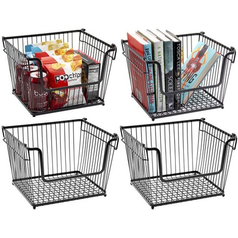 Sorbus Stackable Metal Storage Basket - Black|4 Pack : Target