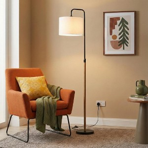 GDFStudio Pnoiai Modern Arc Floor Lamp with Cylinder Shade, Black : Target