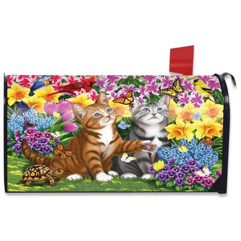 Garden Kittens Spring Magnetic Mailbox Cover Cats Standard Briarwood ...