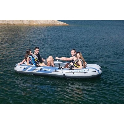 Intex Excursion 4 Inflatable Rafting/fishing Boat Set With 2 Oars ...