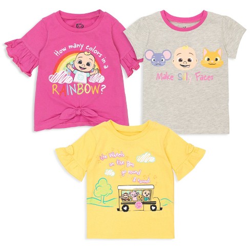 Cocomelon Jj Baby Girls 3 Pack T-shirts Infant : Target